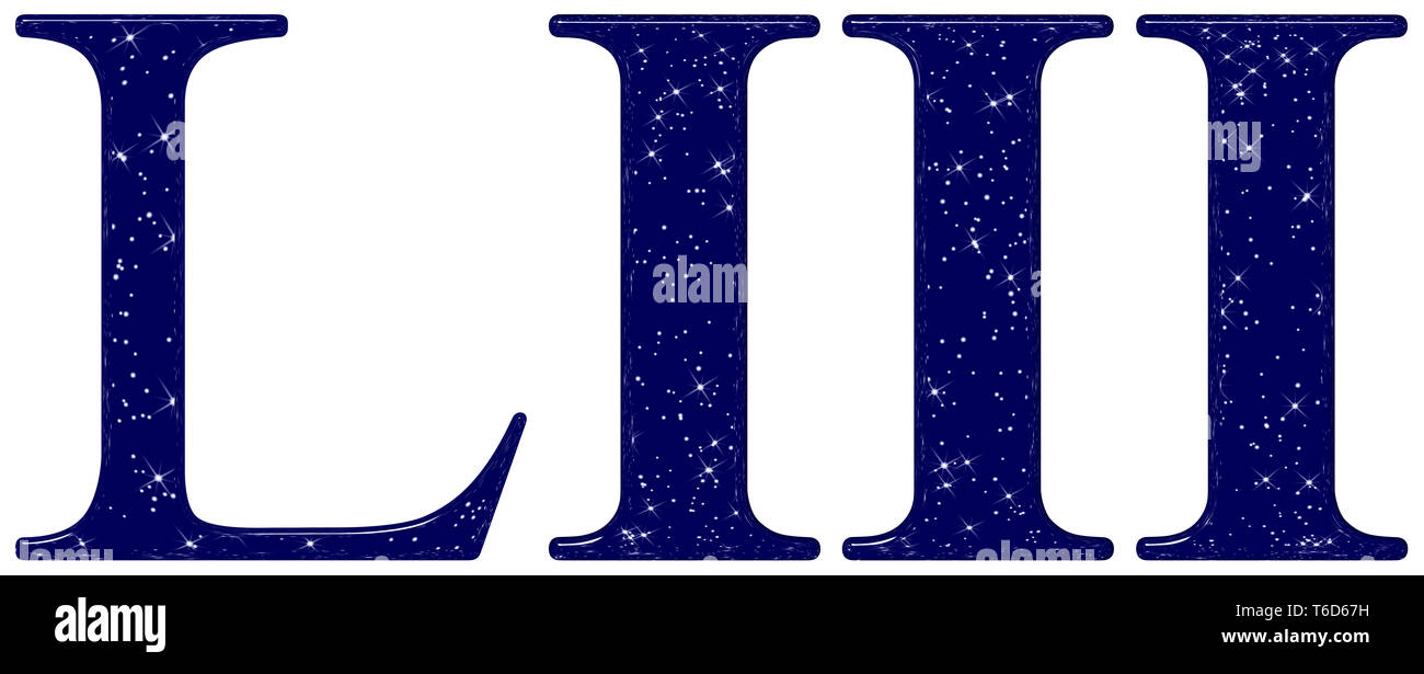 Roman numeral 53, fifty three, star sky texture imitation, isolated on ...