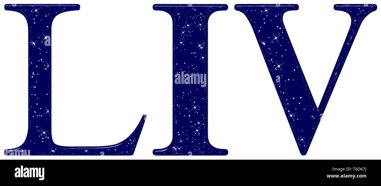 Roman numeral 54, fifty four, star sky texture imitation, isolated on ...