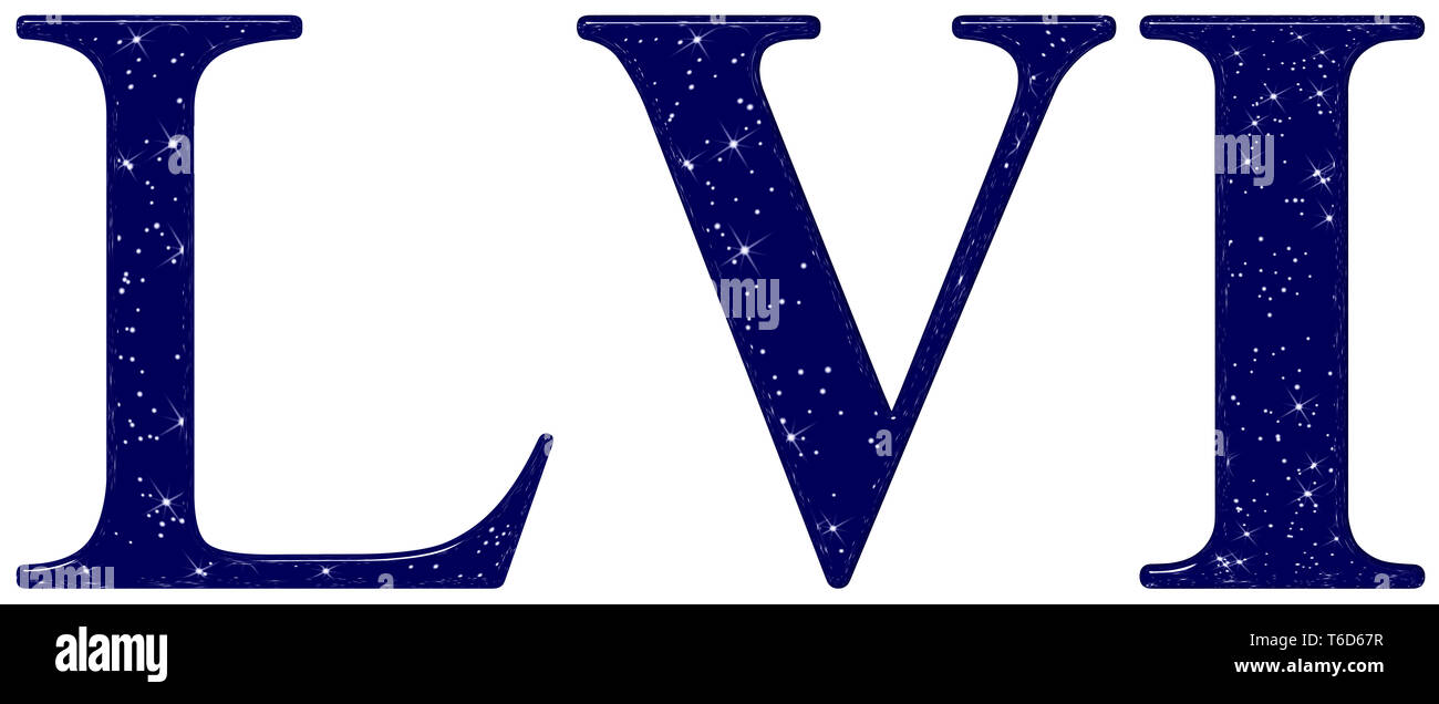 Roman numeral 56, fifty six, star sky texture imitation, isolated on ...