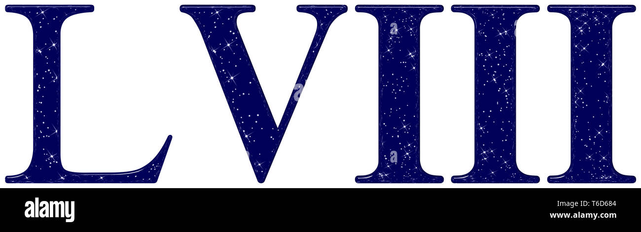 Roman numeral 58, fifty eight, star sky texture imitation, isolated on ...
