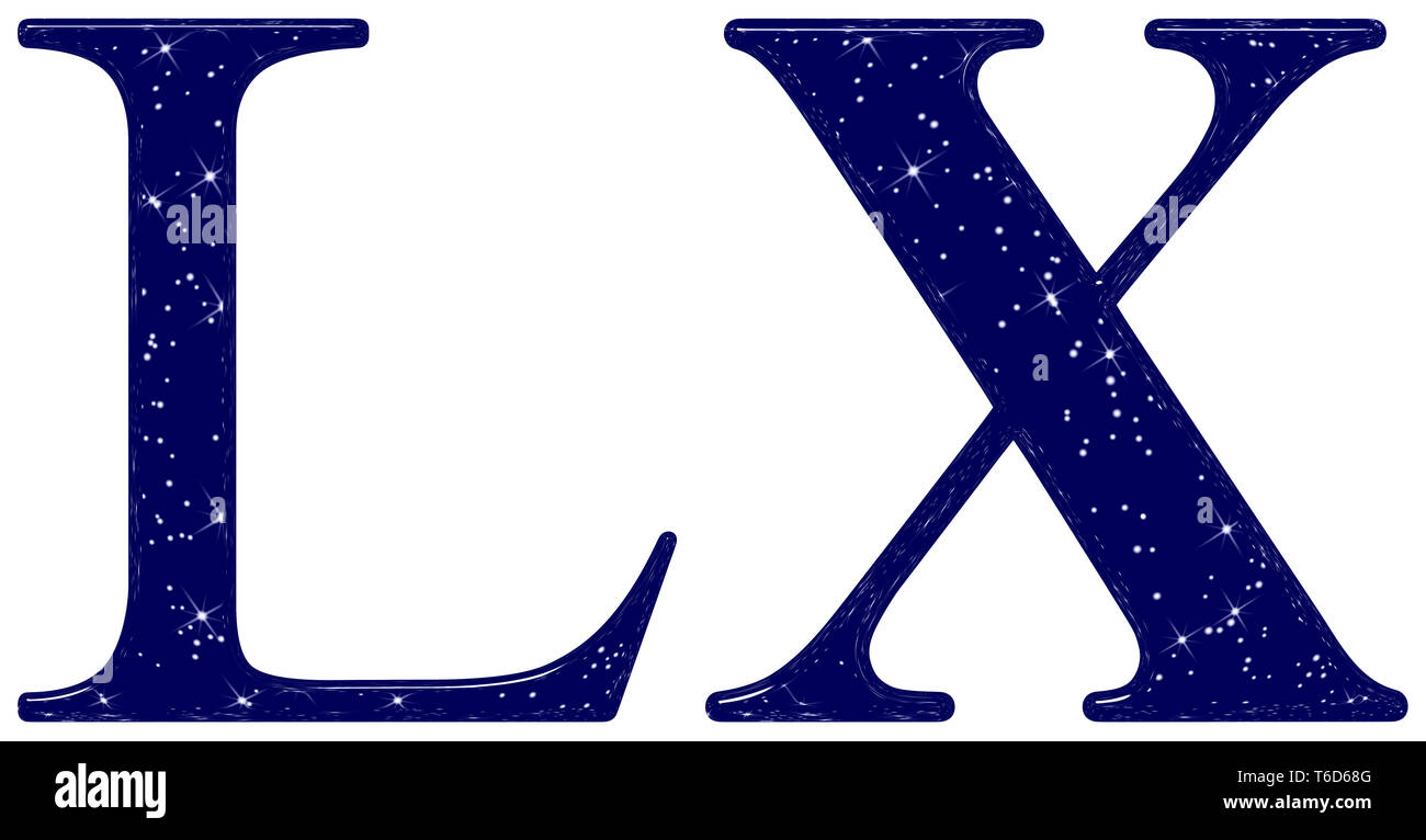 Roman numeral 60, sixty, six, star sky texture imitation, isolated on ...