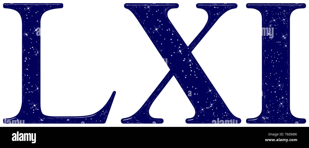 Roman numeral 61, sixty one, star sky texture imitation, isolated on ...