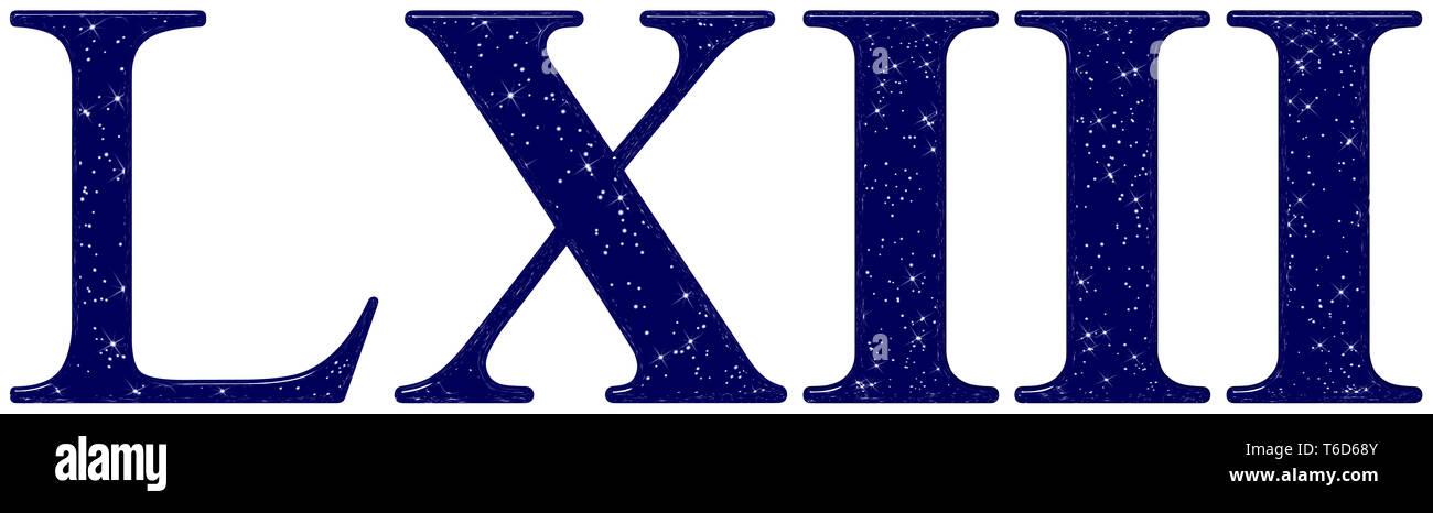 Roman numeral 63, sixty three, star sky texture imitation, isolated on ...