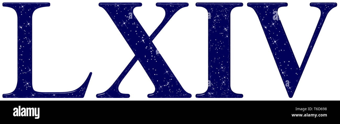 Roman numeral 64, sixty four, star sky texture imitation, isolated on ...