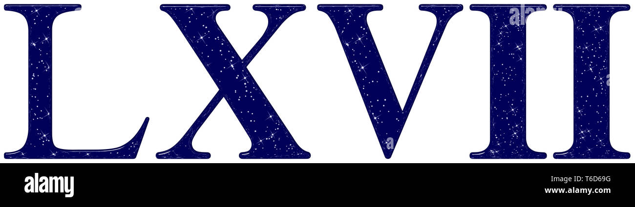 Roman numeral 67, sixty seven, star sky texture imitation, isolated on ...