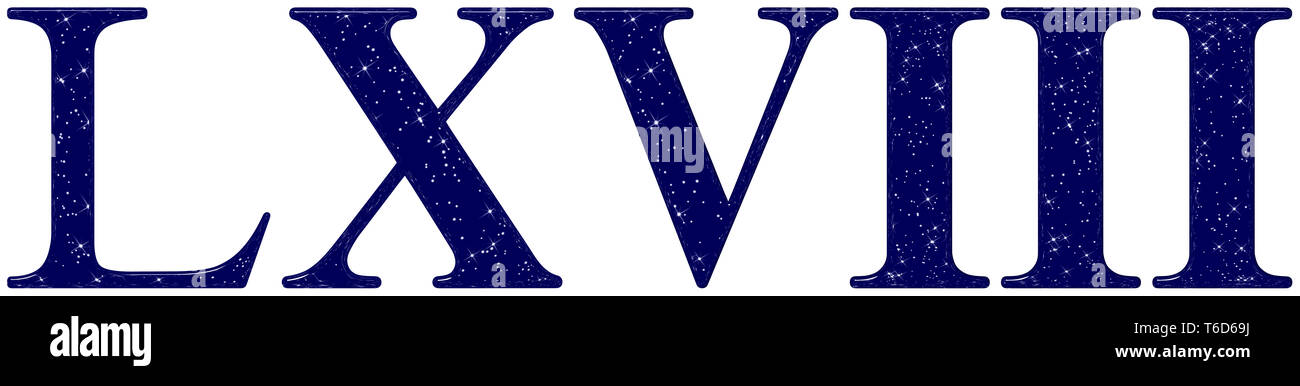 Roman numeral 68, sixty eight, star sky texture imitation, isolated on ...
