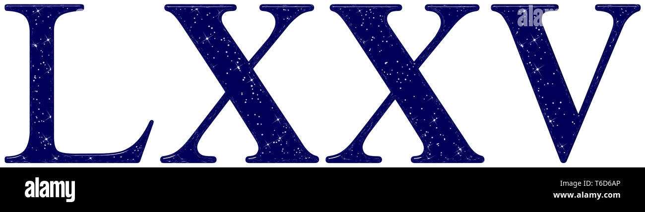 Roman numeral 75, seventy five, star sky texture imitation, isolated on ...