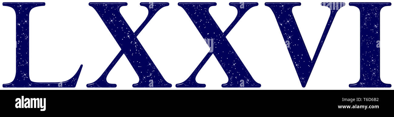 Roman numeral 76, seventy six, star sky texture imitation, isolated on ...