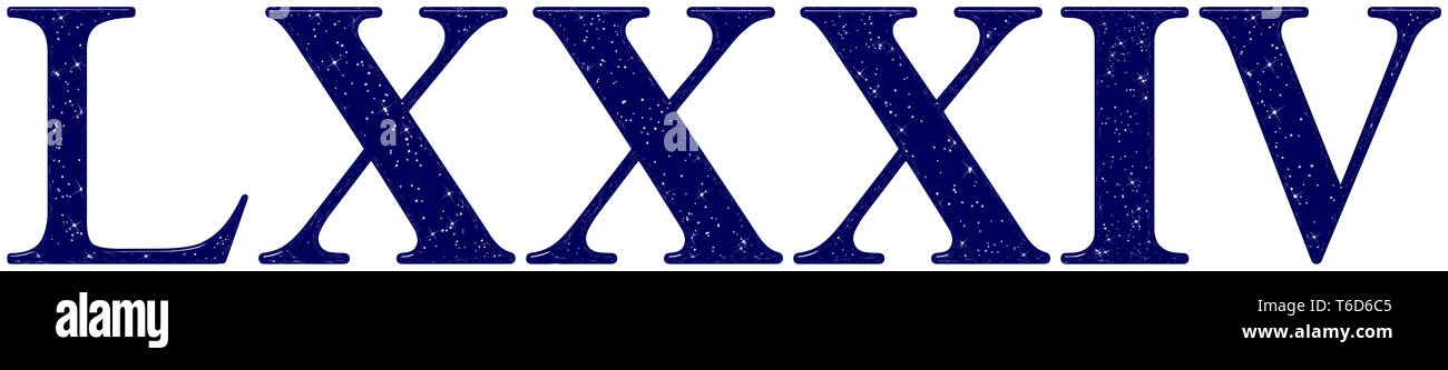 Roman numeral 84, eighty four, star sky texture imitation, isolated on ...