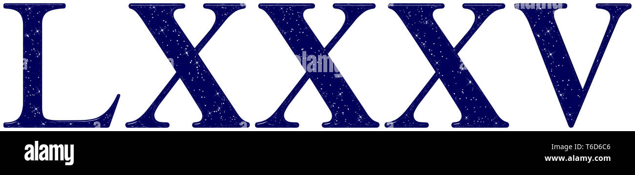 Roman numeral 85, eighty five, star sky texture imitation, isolated on ...