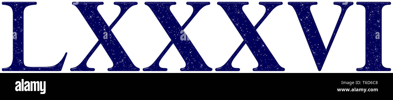 Roman numeral 86, eighty six, star sky texture imitation, isolated on ...