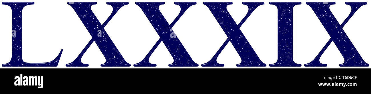 Roman numeral 89, eighty nine, star sky texture imitation, isolated on ...