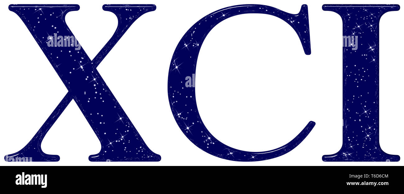 Roman numeral 91, ninety one, star sky texture imitation, isolated on ...