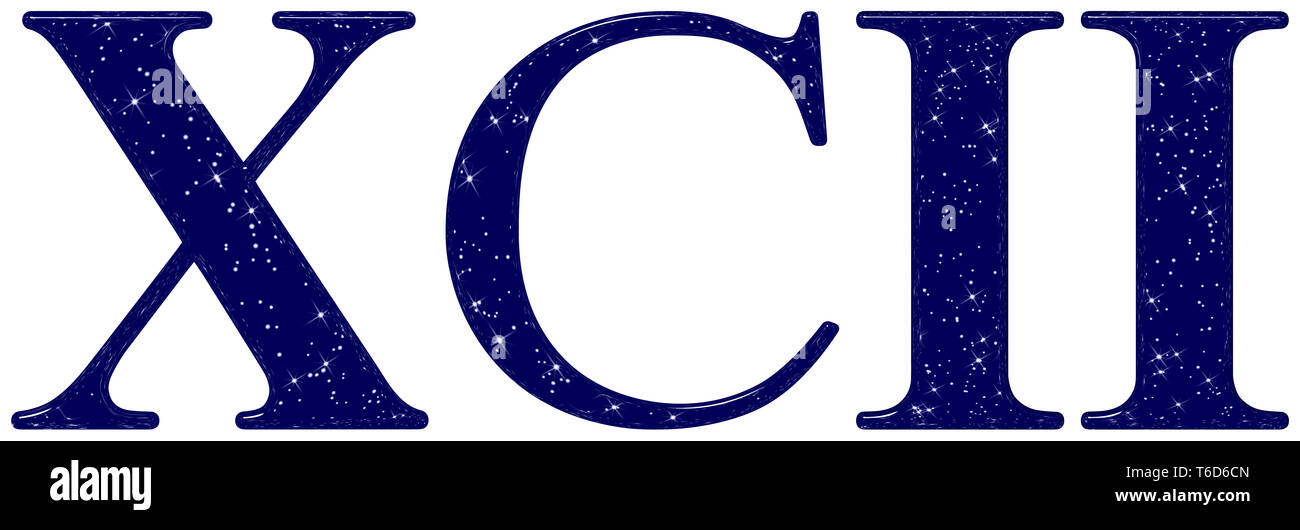 Roman numeral 92, ninety two, star sky texture imitation, isolated on ...