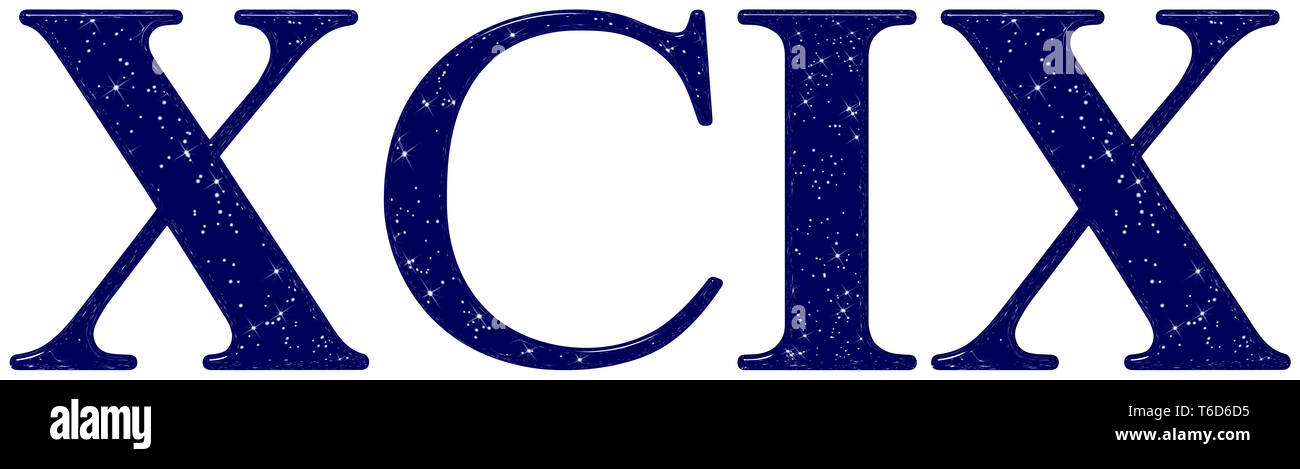 Roman numeral 99, ninety nine, star sky texture imitation, isolated on ...