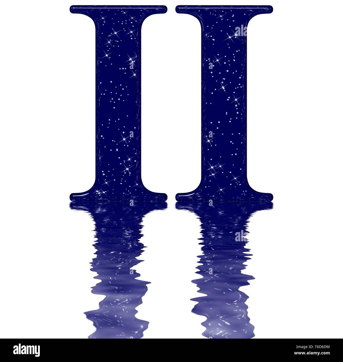 Roman numeral 2, two, star sky texture imitation, reflected on the ...