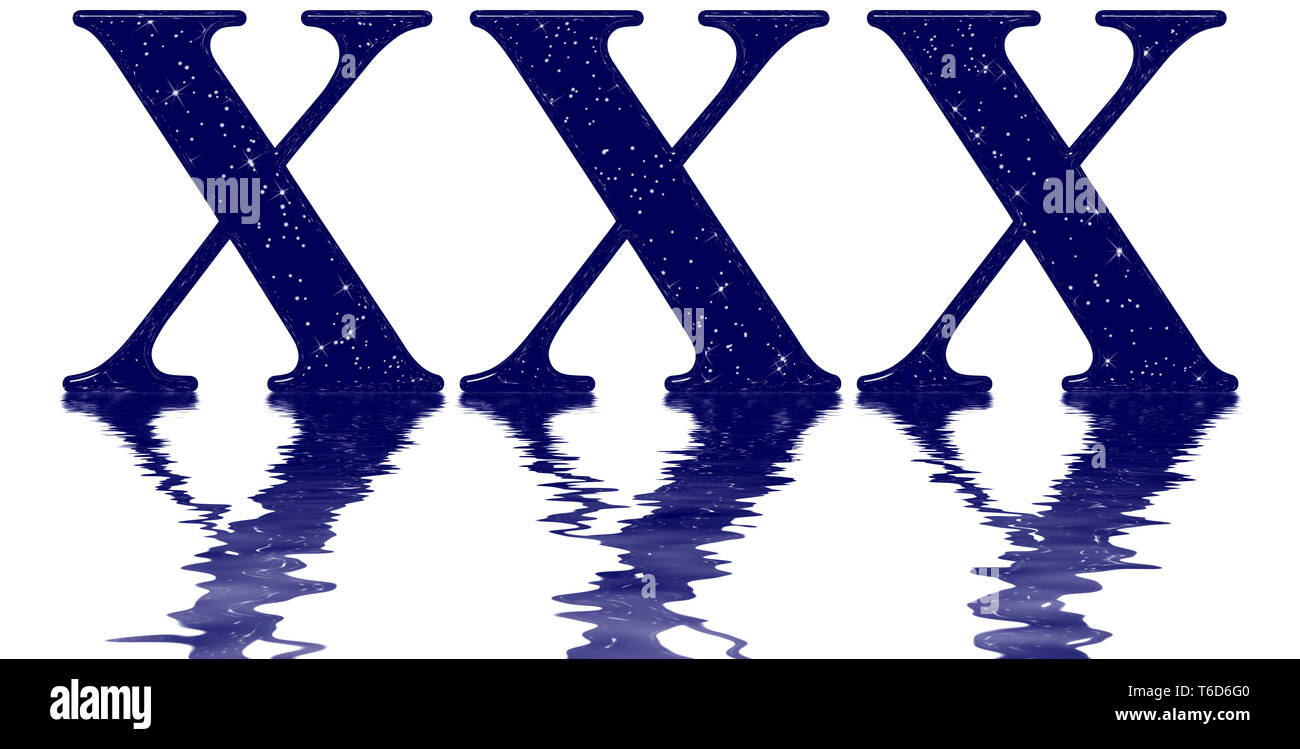 Roman numeral 30, thirty, star sky texture imitation, reflected on the ... Roman numeral 30, thirty, star sky texture imitation, reflected on the ...