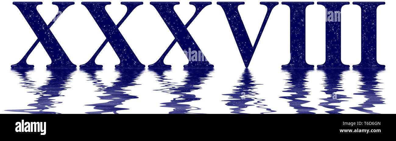 Roman numeral 38, thirty eight, star sky texture imitation, reflected ... Roman numeral 38, thirty eight, star sky texture imitation, reflected ...