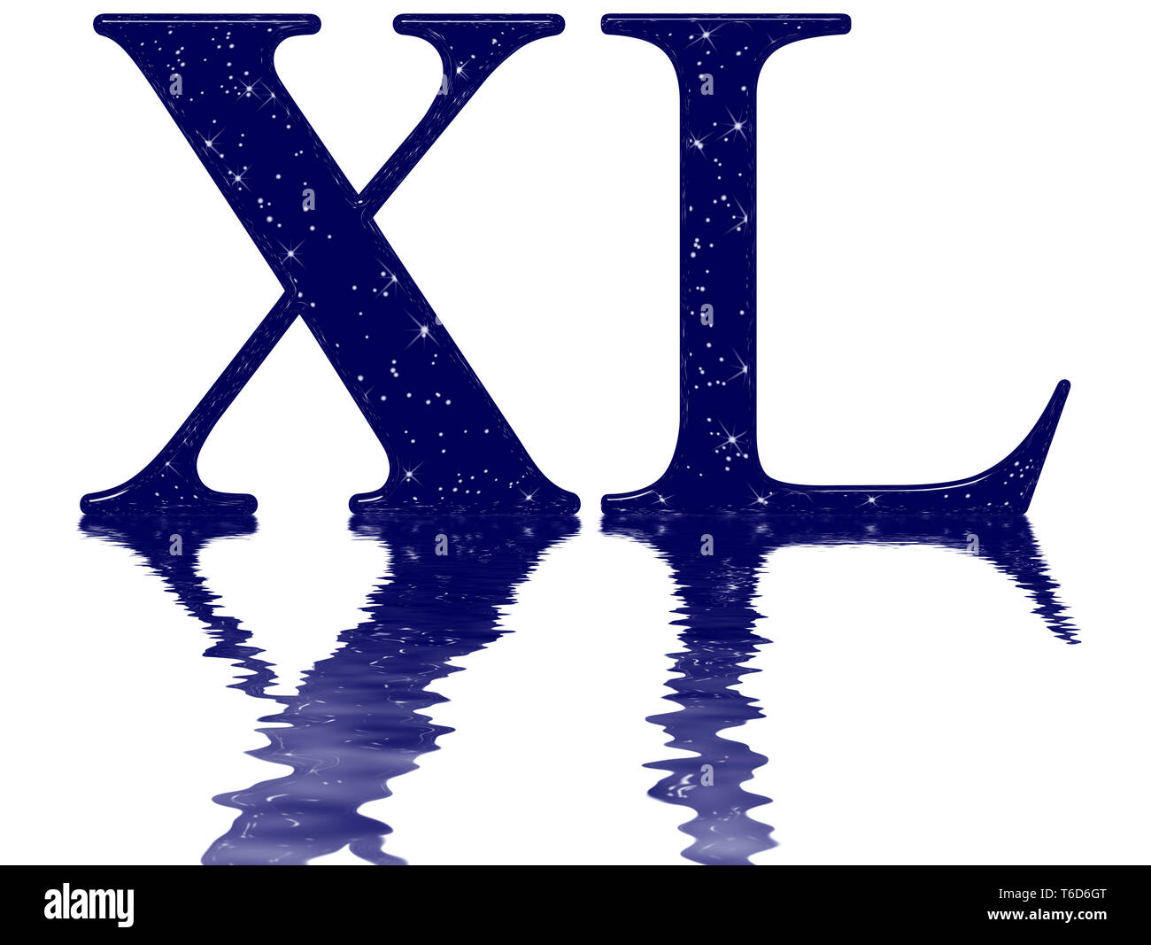 Roman numeral 40, forty, star sky texture imitation, reflected on the ...