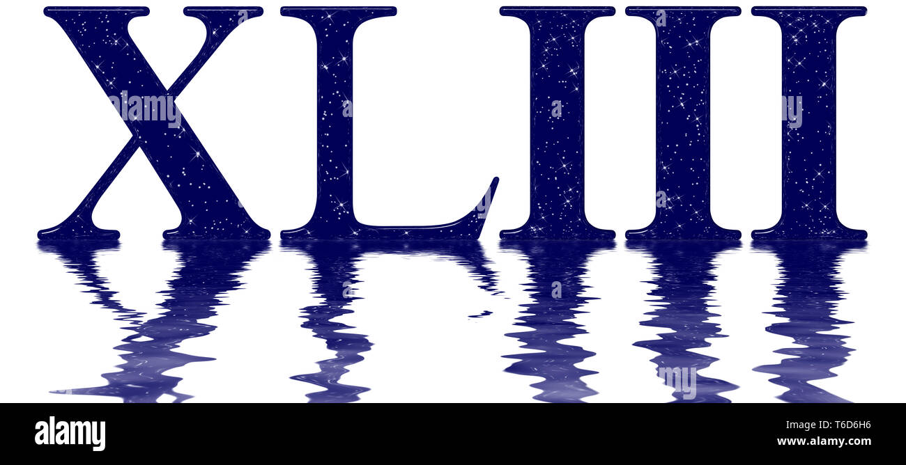 Roman numeral 43, forty three, star sky texture imitation, reflected on ...
