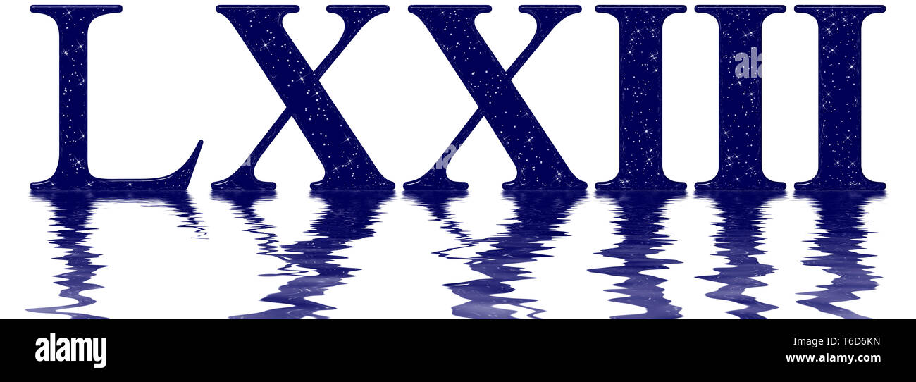 Roman numeral 73, seventy three, star sky texture imitation, reflected ...