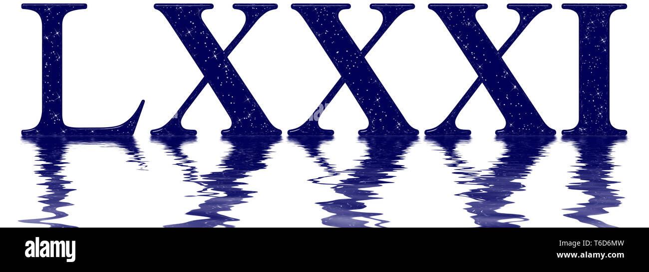 Roman numeral 81, eighty one, star sky texture imitation, reflected on ...