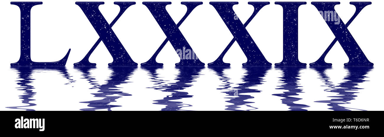Roman numeral 89, eighty nine, star sky texture imitation, reflected on ...