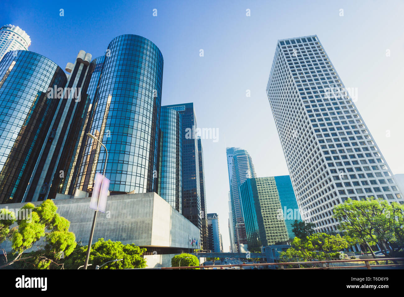 Downtown of Los Angeles, beautiful modern buildings of finacial ...