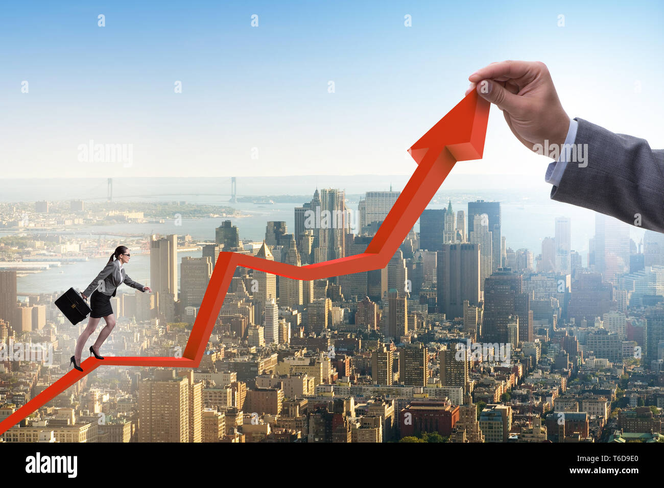 Businesswoman going up chart hi-res stock photography and images - Alamy