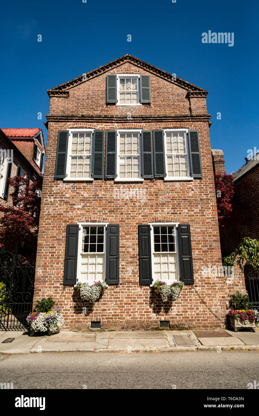 Historical downtown colored buildings in Charleston, South Carolina ...