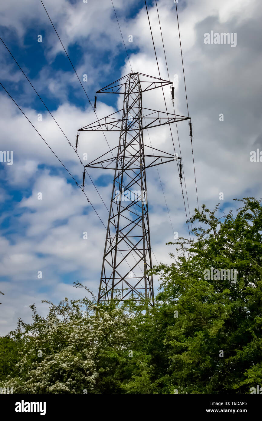 Overhead Telephone Communication Pylon and Cables next to Stapenhill ...