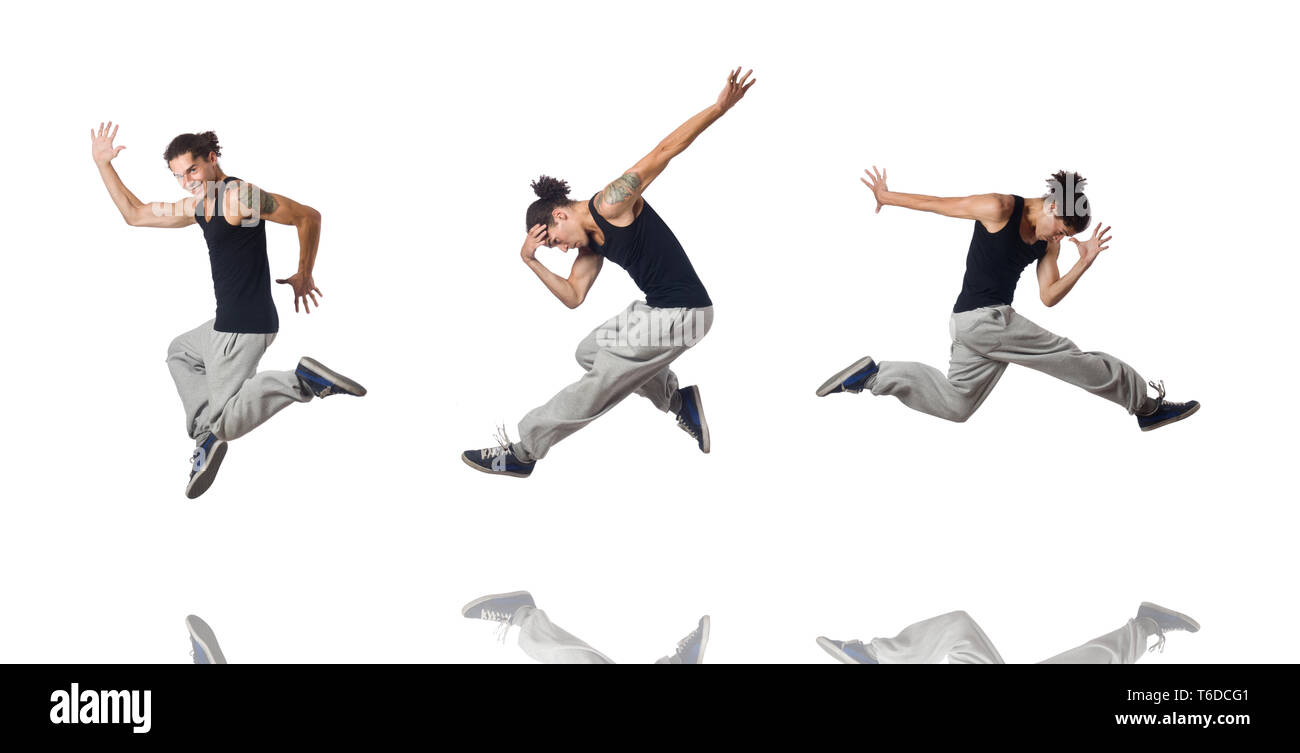 Man dancing isolated on the white Stock Photo - Alamy