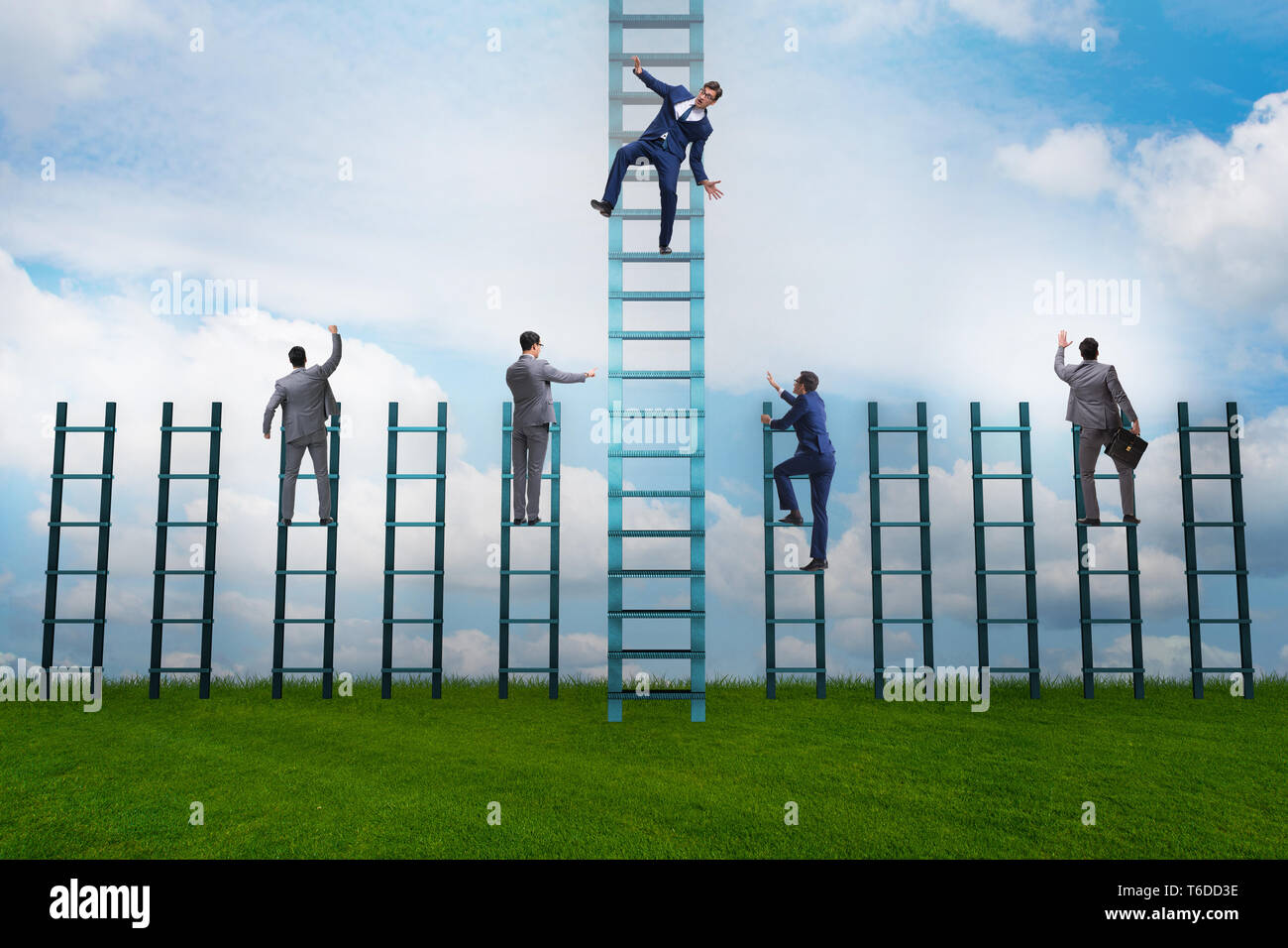 Employee being fired and falling from career ladder Stock Photo - Alamy
