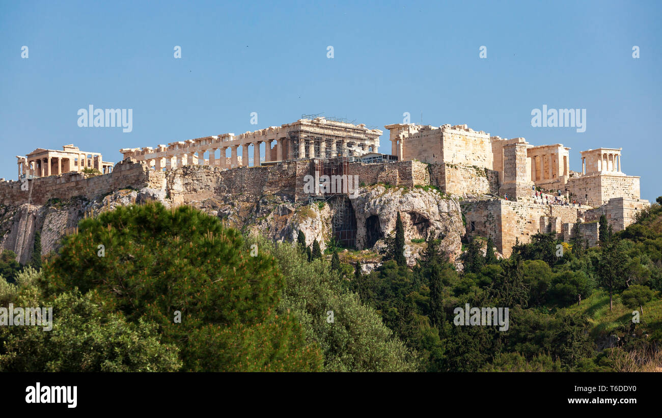 Acropolis hill, Greece. Famous old Acropolis is a top landmark of ...