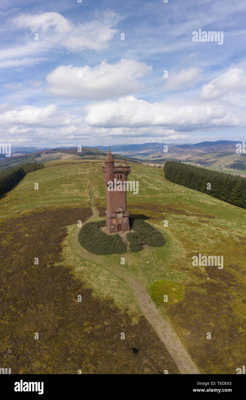 Aerial view of Airlie Memorial Monument on Tulloch Hill between Glen ...