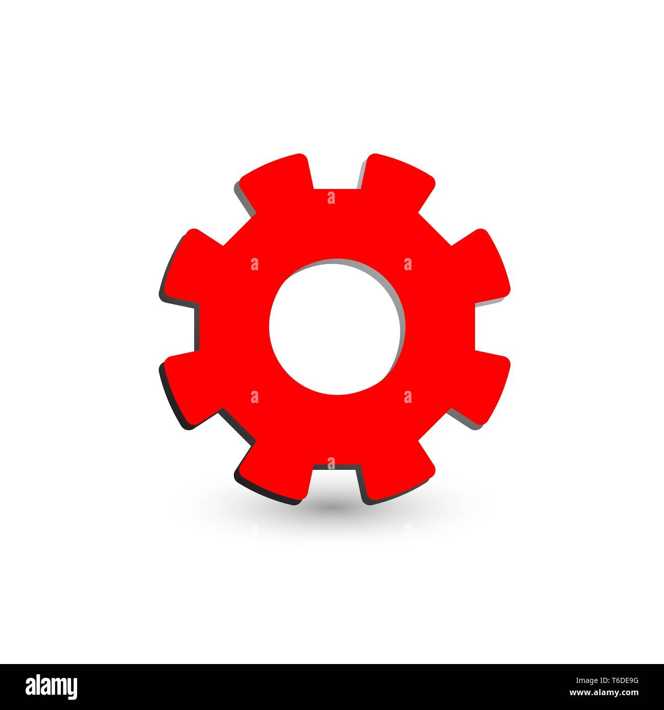 Gears icon on red Stock Vector Images - Alamy