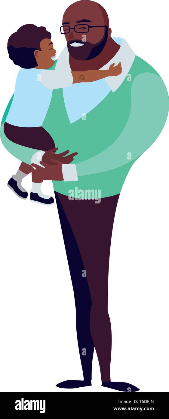 afro father with son characters vector illustration design Stock Vector ...