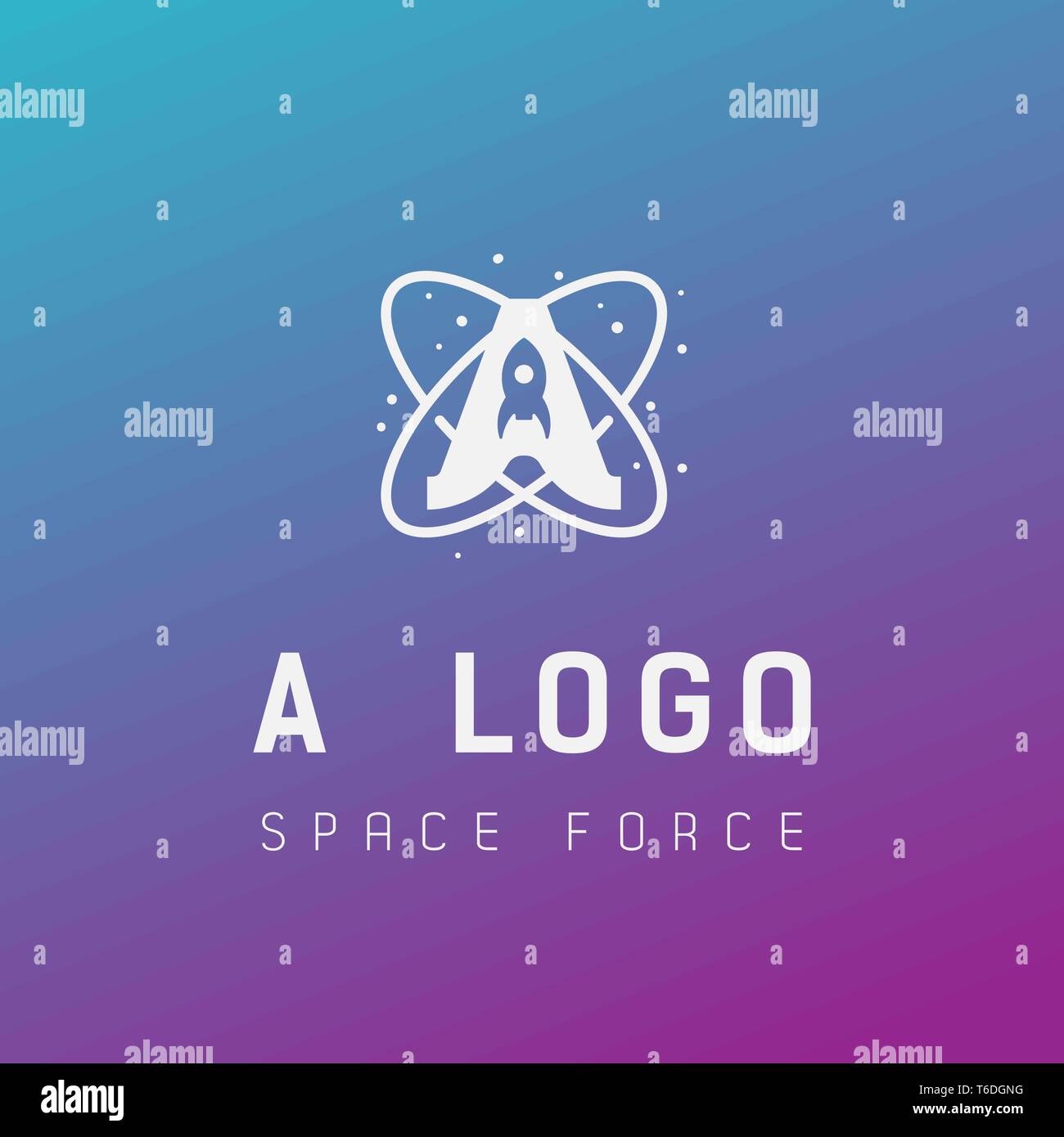 a initial space force logo design galaxy rocket vector in gradient ...