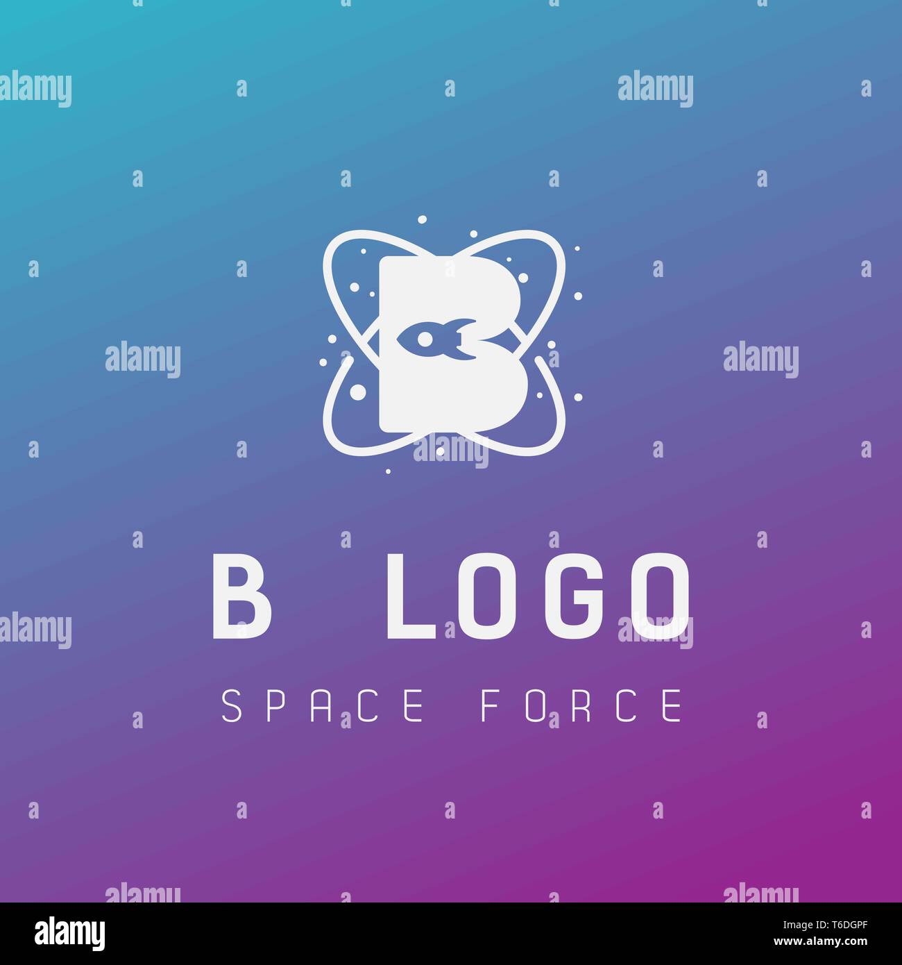 b initial space force logo design galaxy rocket vector in gradient ...