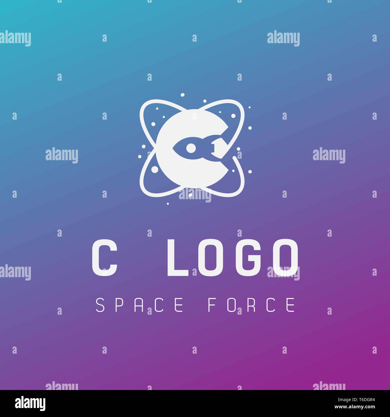 c initial space force logo design galaxy rocket vector in gradient ...