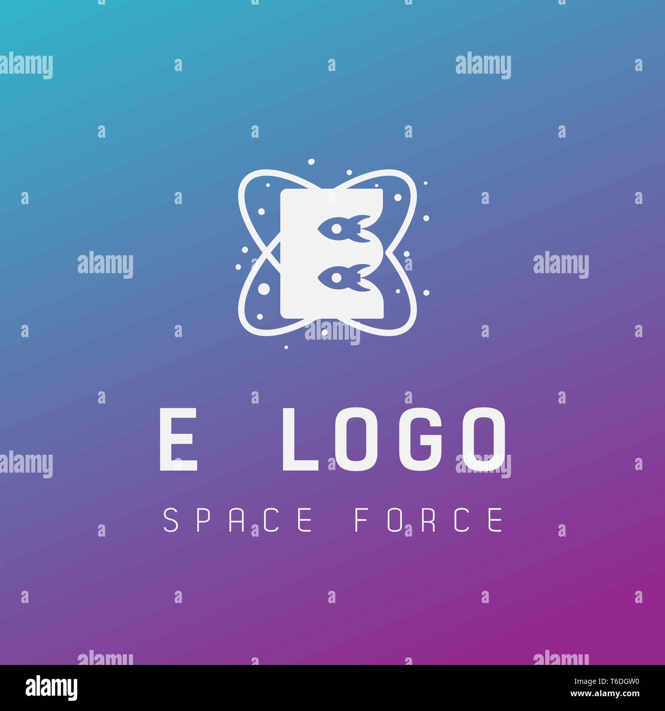 e initial space force logo design galaxy rocket vector in gradient ...