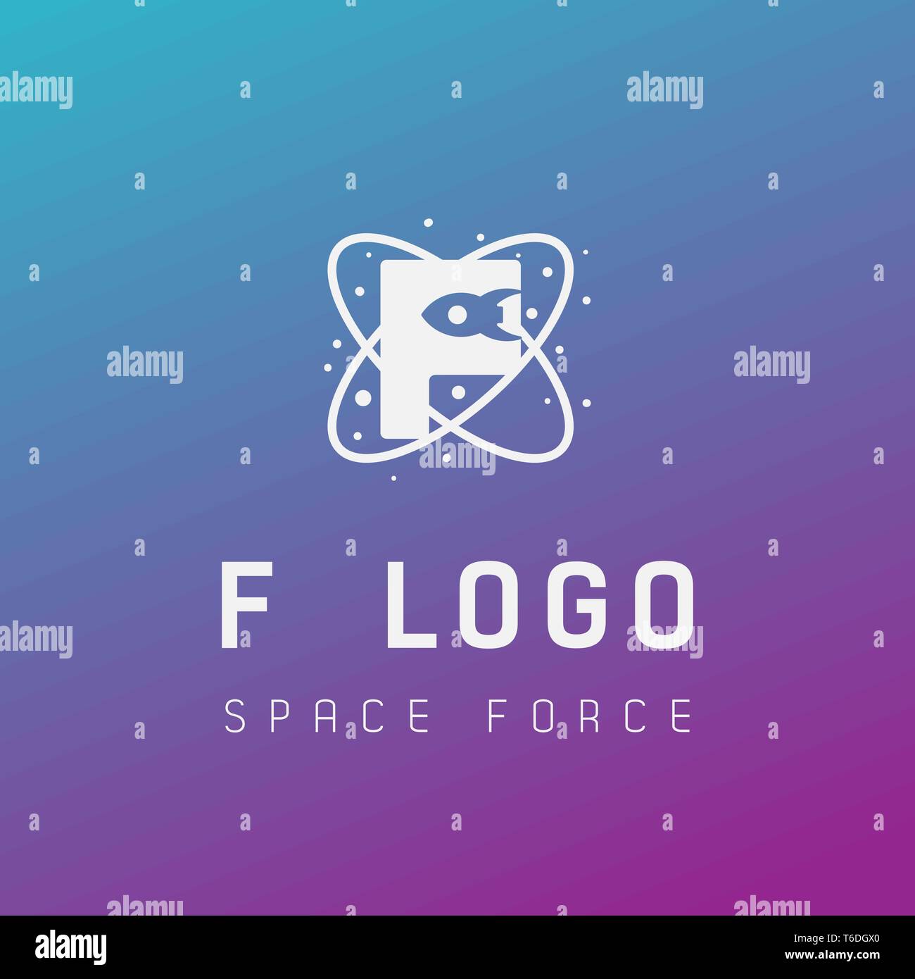 f initial space force logo design galaxy rocket vector in gradient ...