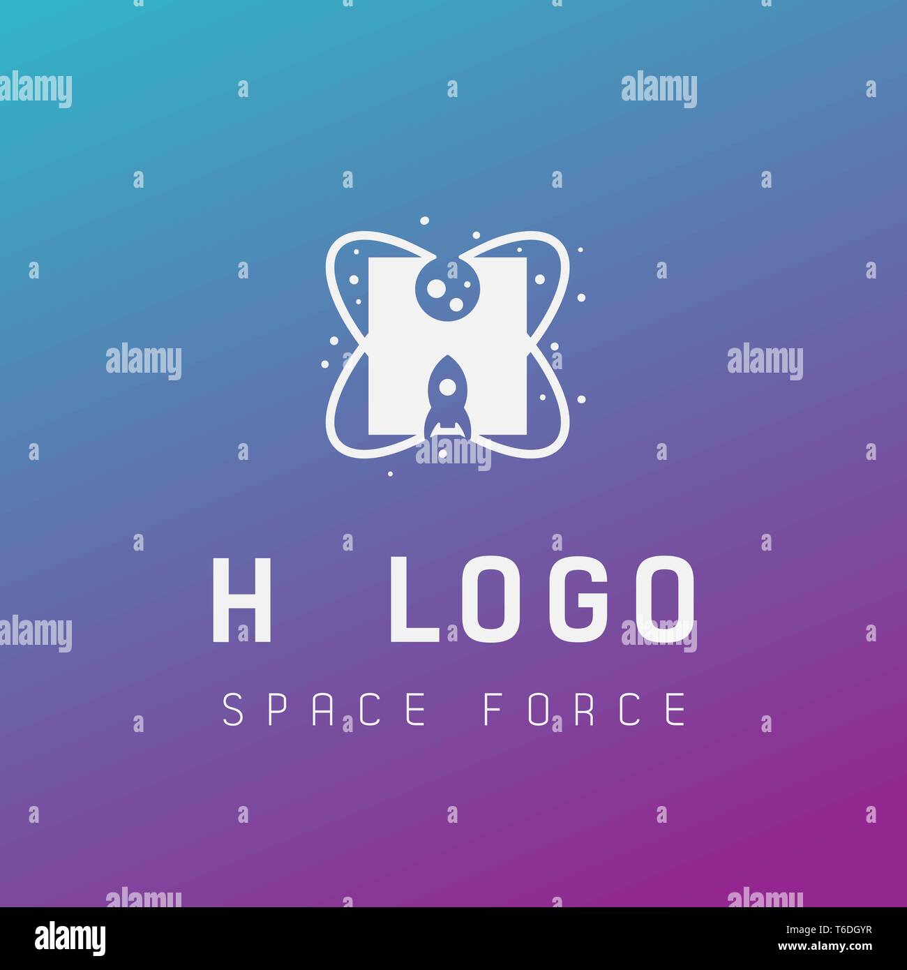 h initial space force logo design galaxy rocket vector in gradient ...