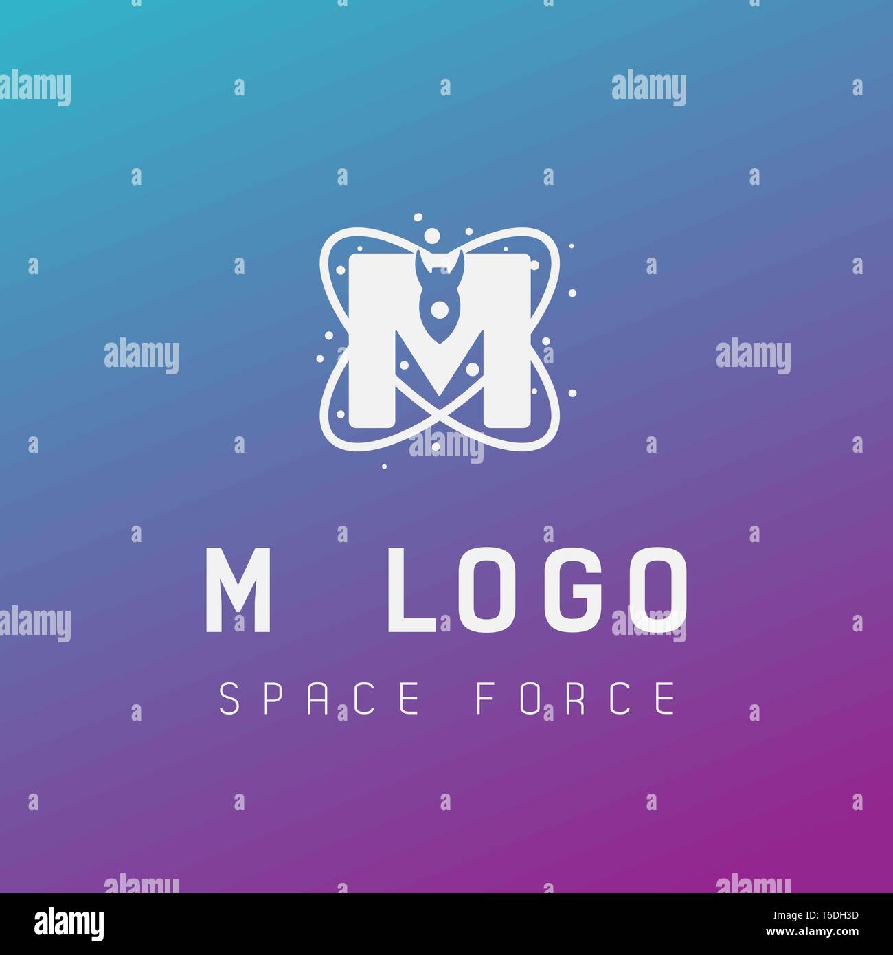m initial space force logo design galaxy rocket vector in gradient ...