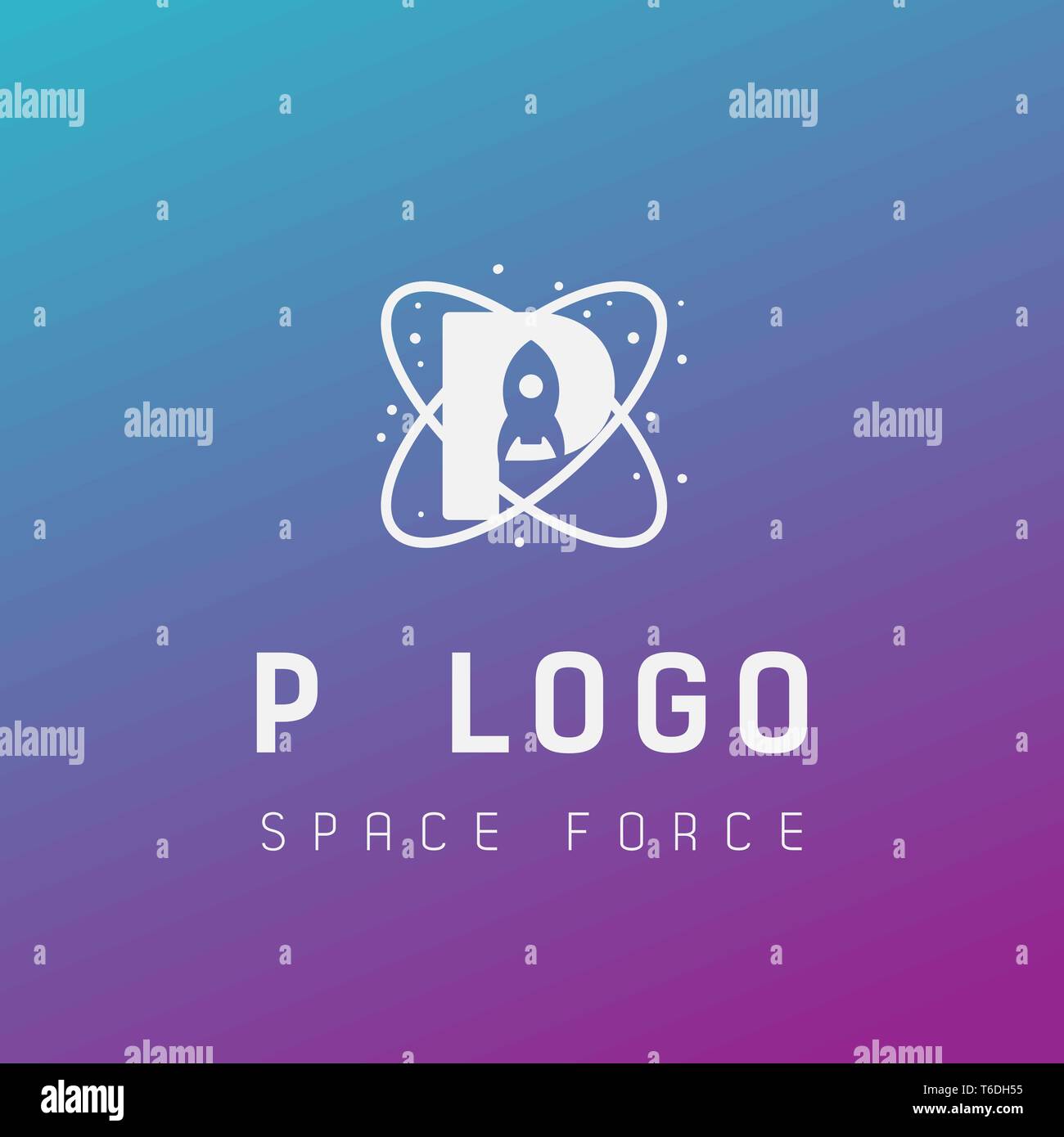 p initial space force logo design galaxy rocket vector in gradient ...