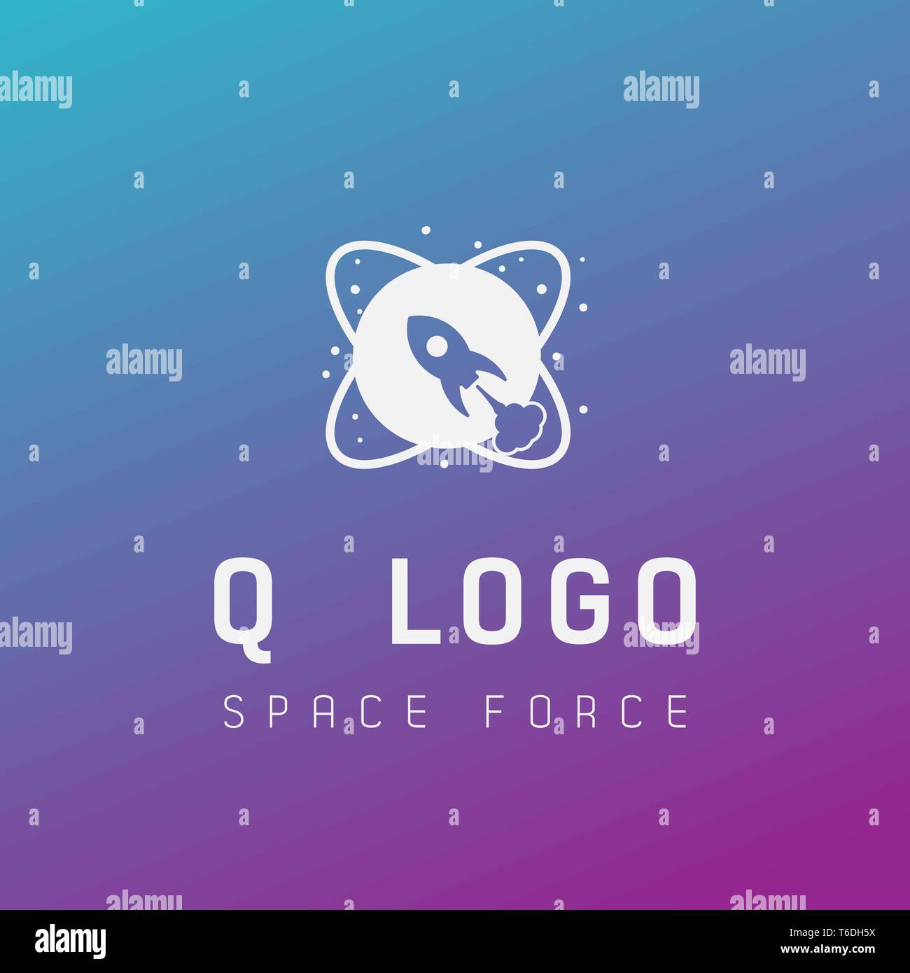 q initial space force logo design galaxy rocket vector in gradient ...