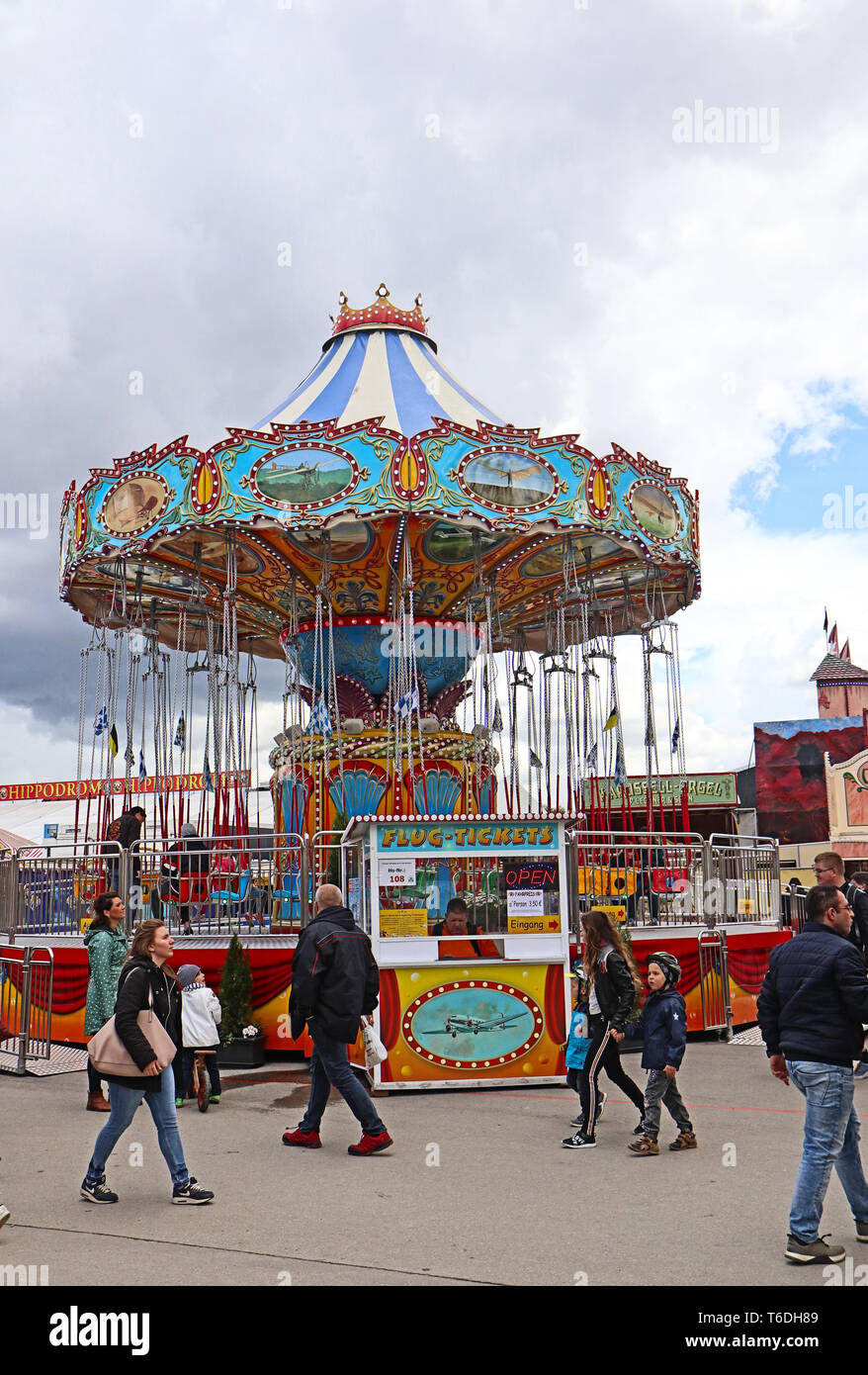 MUNICH, GERMANY - vintage carousel ride at the spring festival in ...