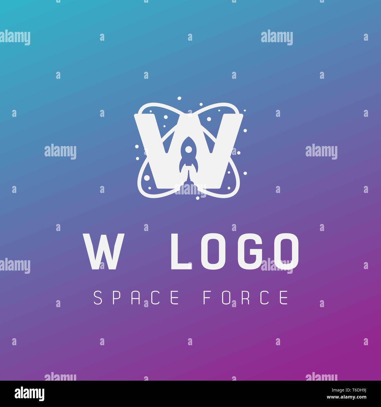 w initial space force logo design galaxy rocket vector in gradient ...
