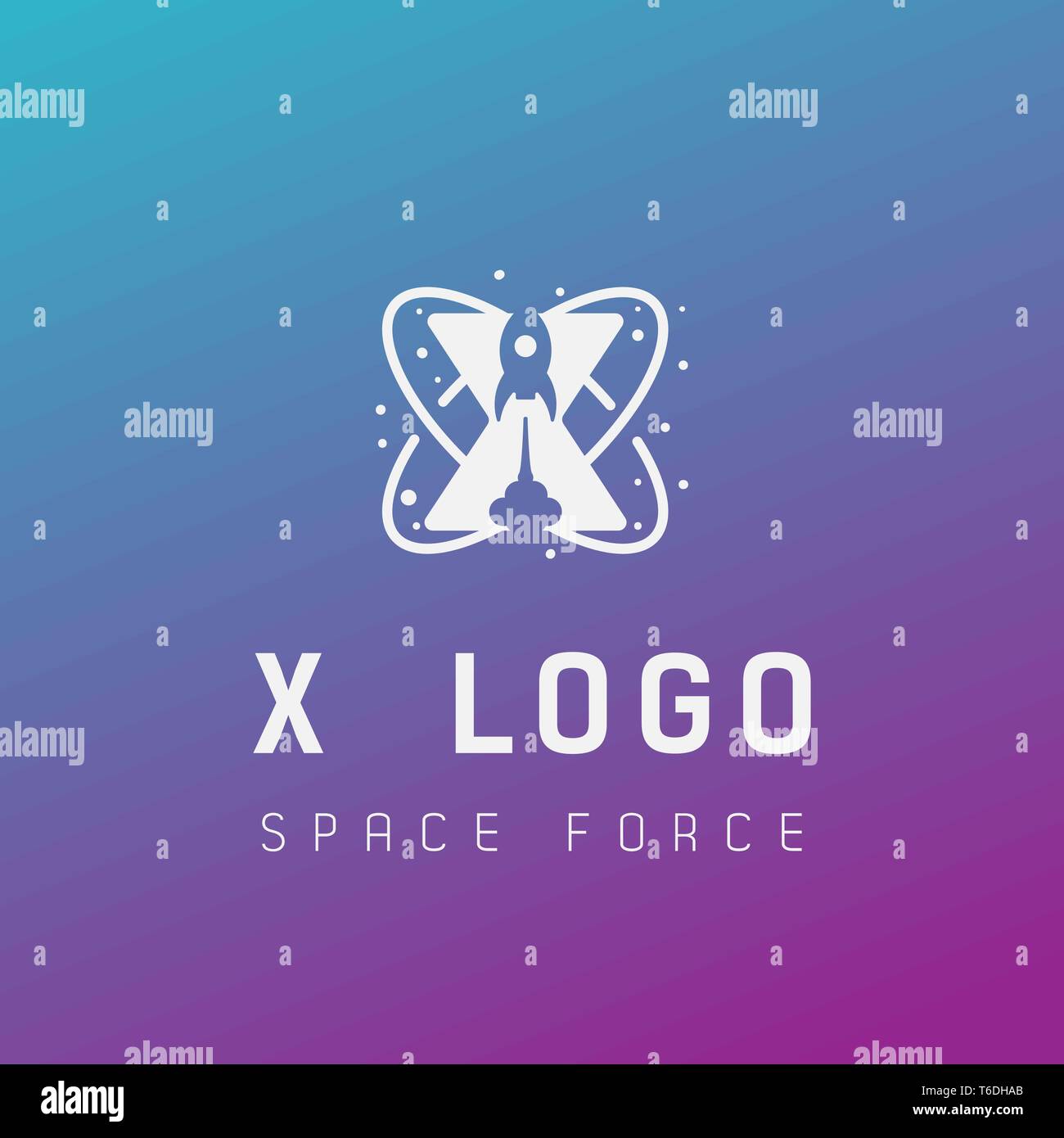 x initial space force logo design galaxy rocket vector in gradient ...