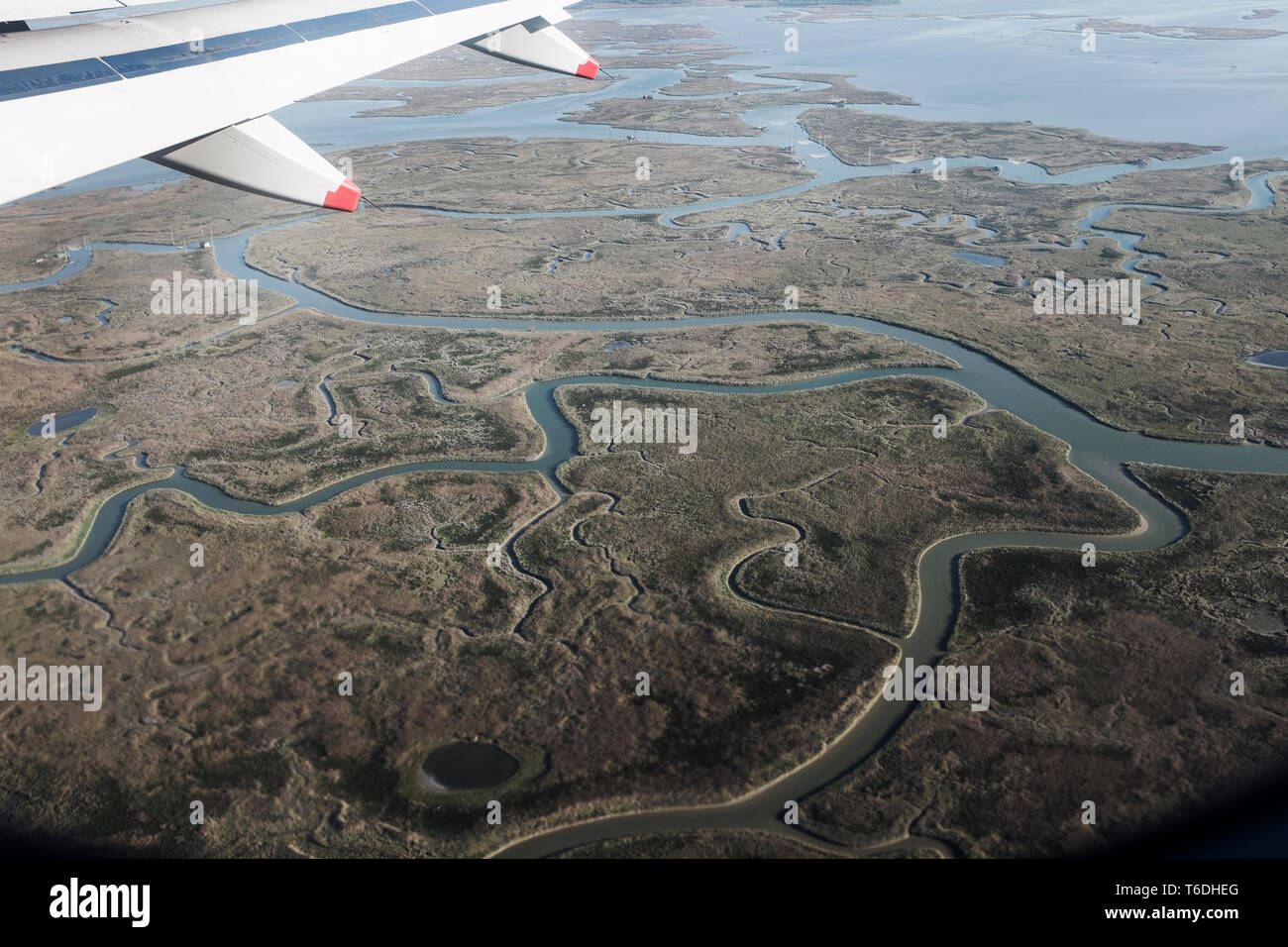 View of Venice, Veneto, Italy from a passenger plane window Stock Photo ...